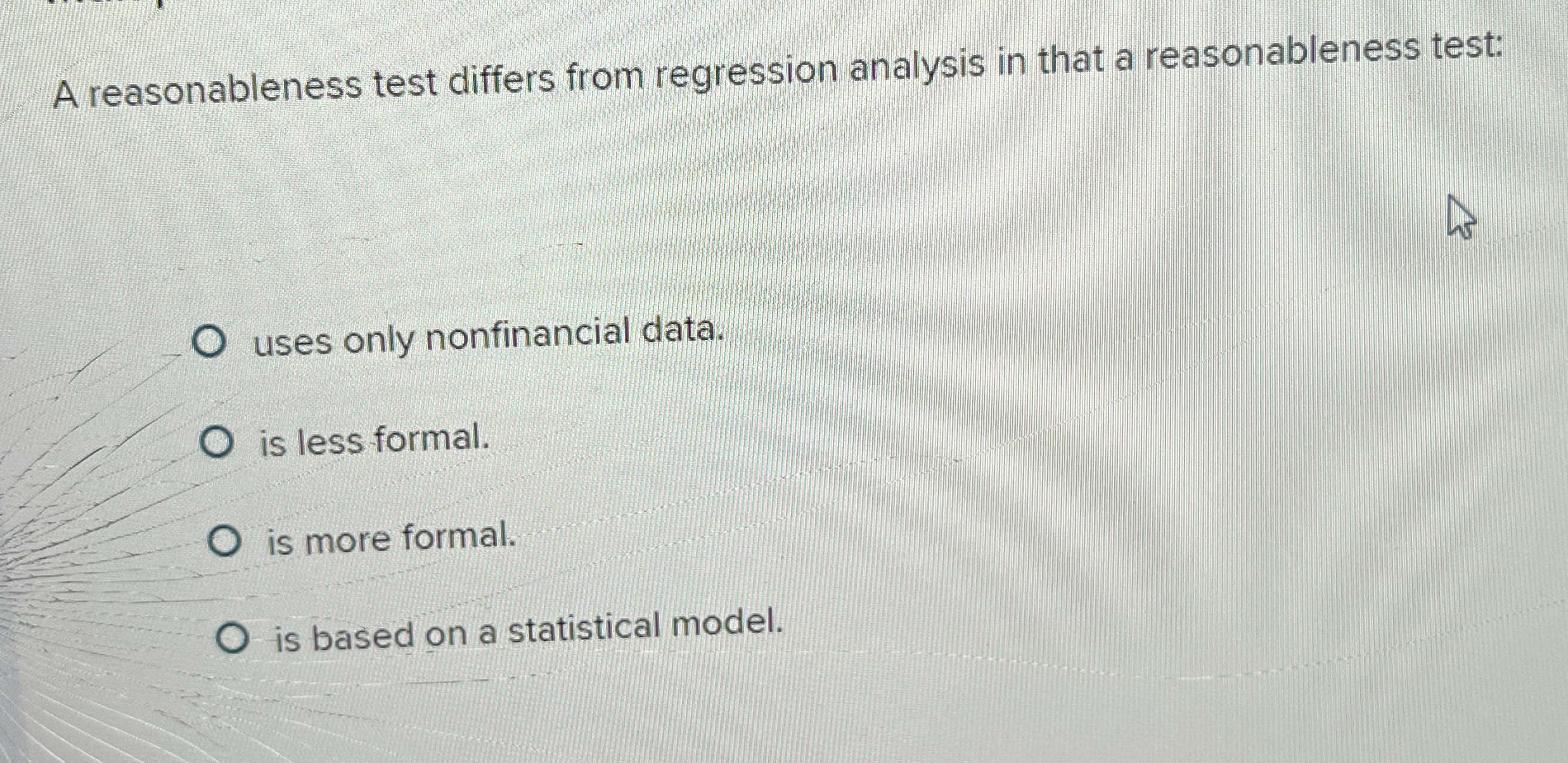 Solved A reasonableness test differs from regression | Chegg.com
