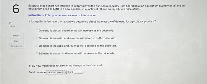 Solved Suppose that a short-run increase in supply moves the | Chegg.com