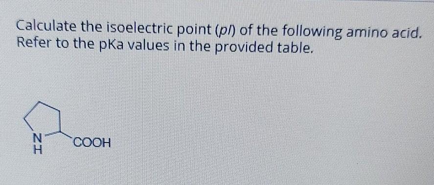 Solved Calculate the isoelectric point (pl) of the following | Chegg.com