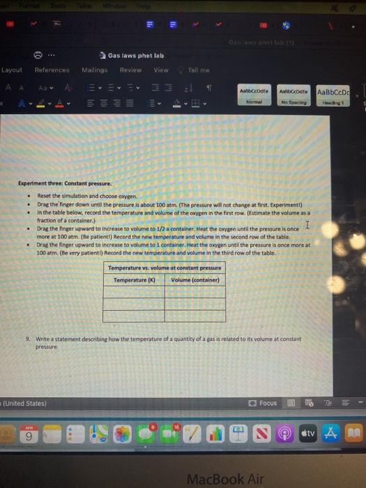 Solved lle Gas laws phet lab (1) Gas laws phet lab Saved to | Chegg.com