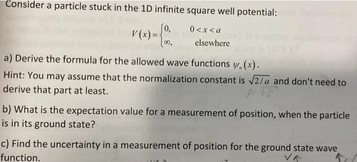 Solved Consider a particle stuck in the 1D infinite square | Chegg.com