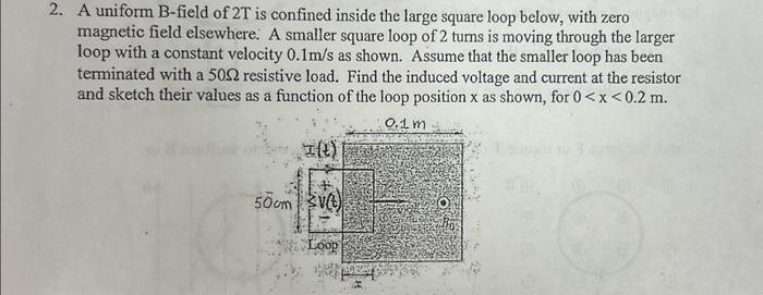 Solved A uniform B-field of 2 T is confined inside the large | Chegg.com