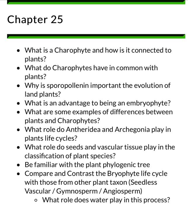Solved - What is a Charophyte and how is it connected to | Chegg.com