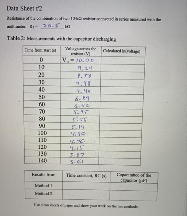 Solved Data Sheet #2 Resistance of the combination of two | Chegg.com