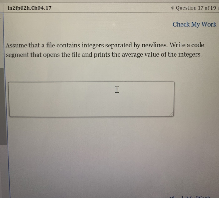 Solved la2fp02h.Ch04.17 Question 17 of 19 Check My Work | Chegg.com
