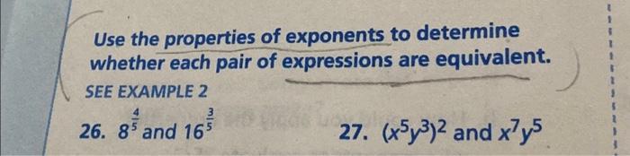 Solved Use the properties of exponents to determine whether | Chegg.com