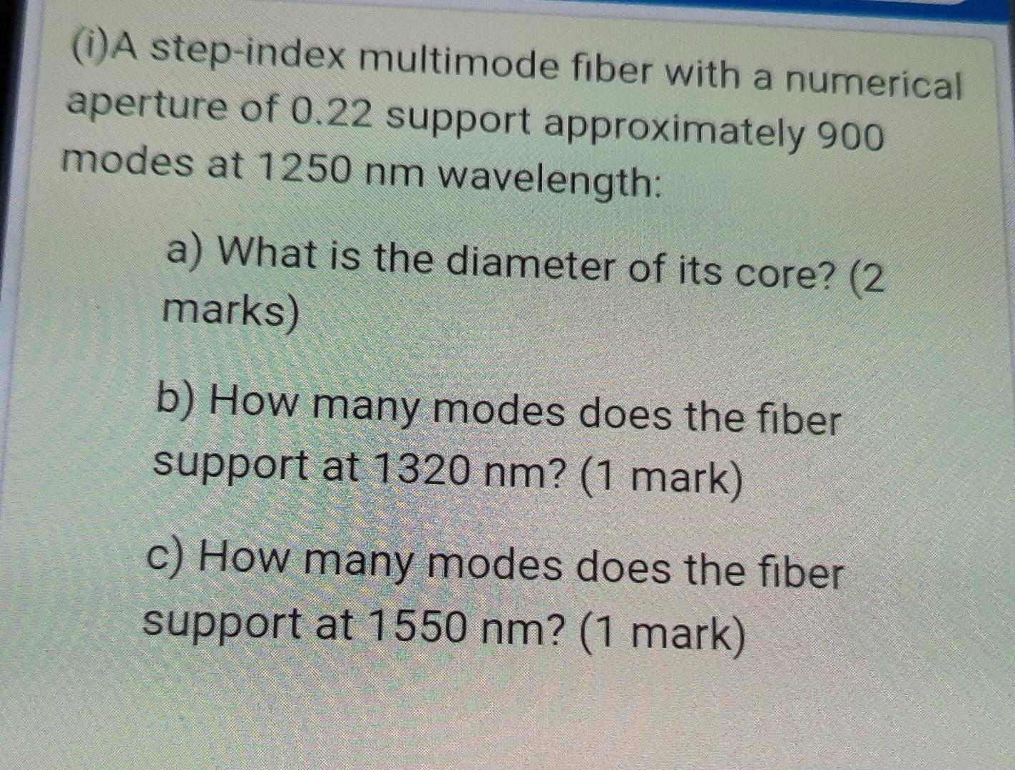 Solved (DA step-index multimode fiber with a numerical | Chegg.com