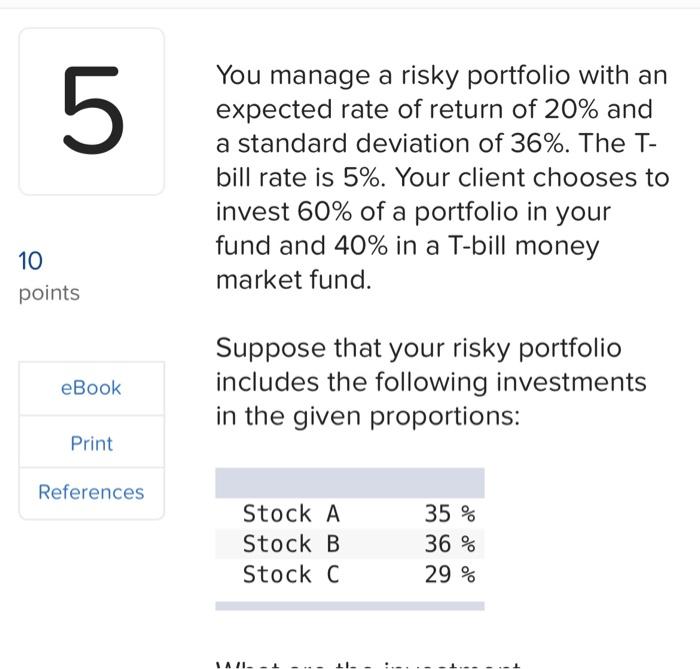 Solved You manage a risky portfolio with an expected rate of | Chegg.com