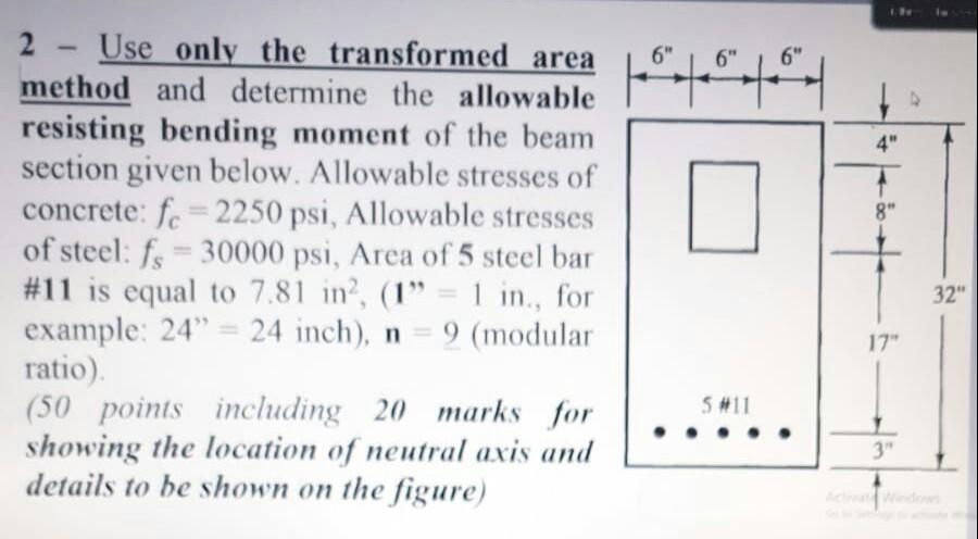 Solved Hºtely 4" 8" 2 - Use only the transformed area method | Chegg.com