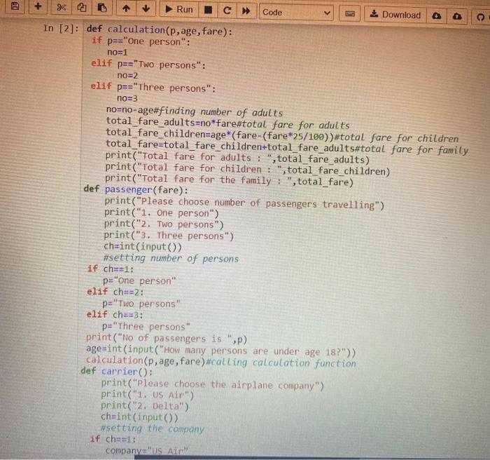Solved + Run с» Code Download In [2]: def calculation(p, | Chegg.com