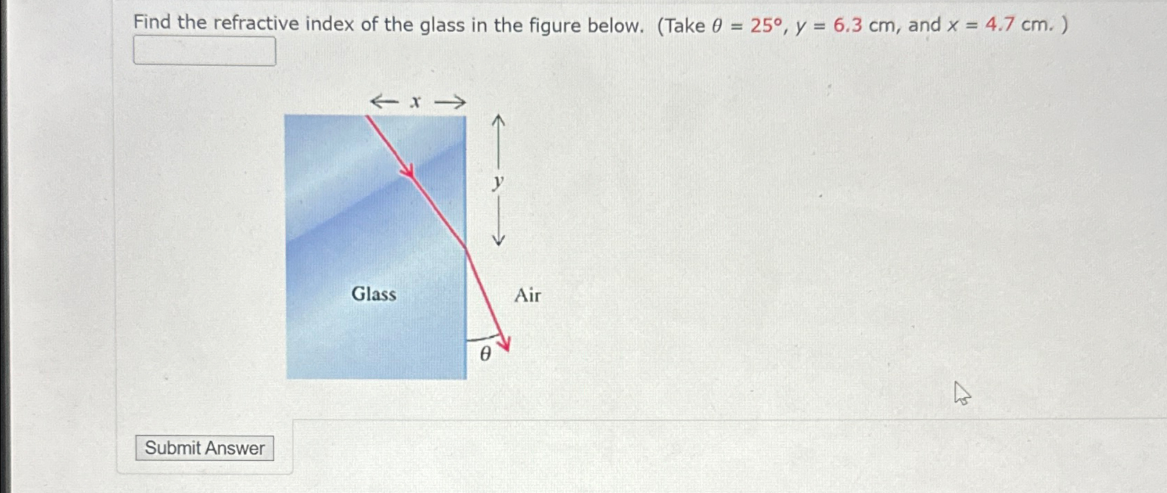 Solved Find the refractive index of the glass in the figure | Chegg.com