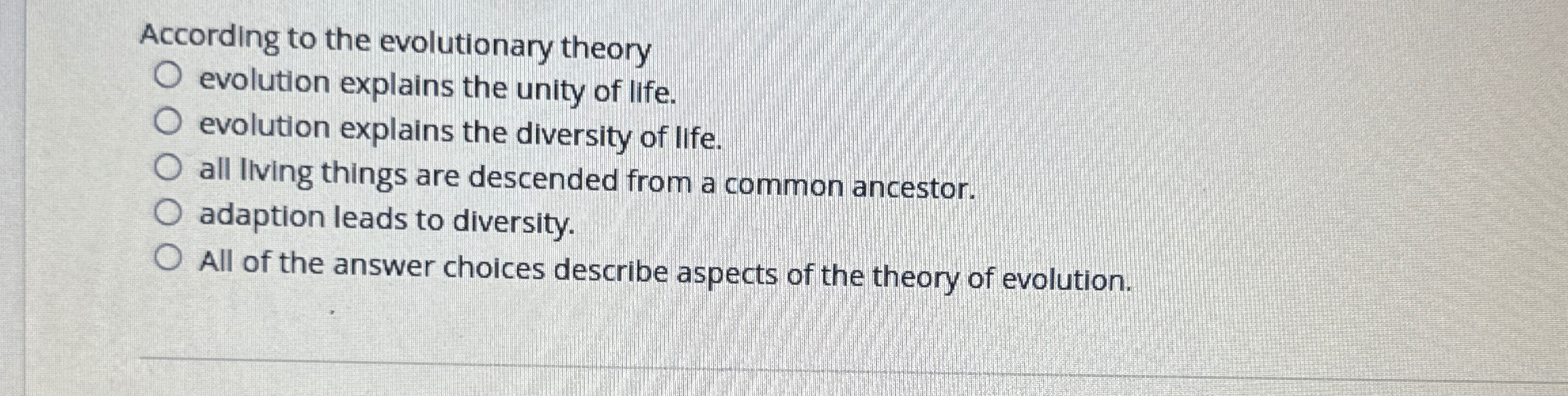 Solved According to the evolutionary theoryevolution | Chegg.com