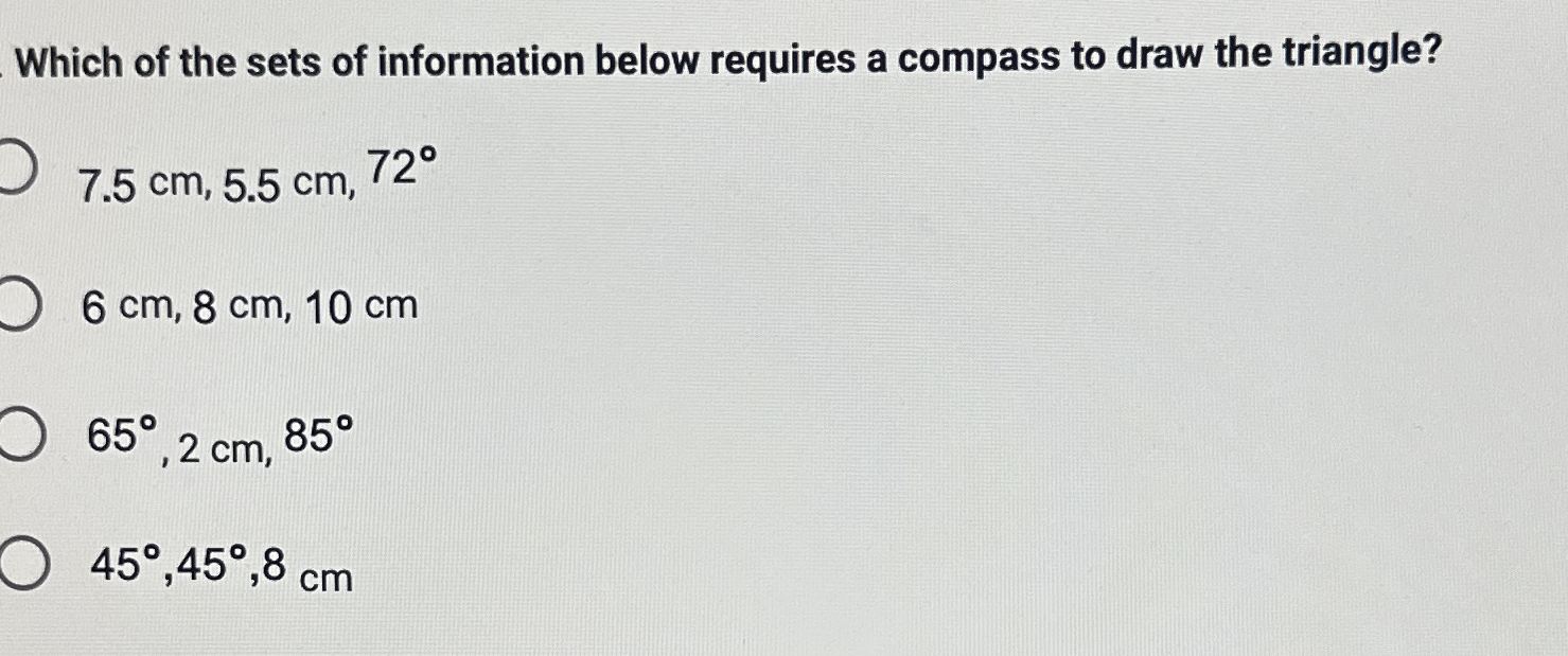 Solved Which of the sets of information below requires a | Chegg.com