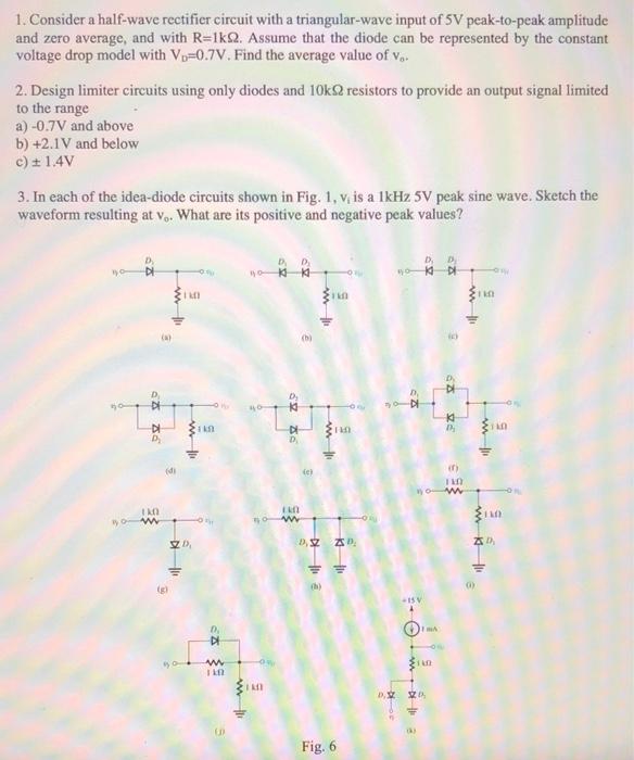 Solved 1. Consider a half-wave rectifier circuit with a | Chegg.com