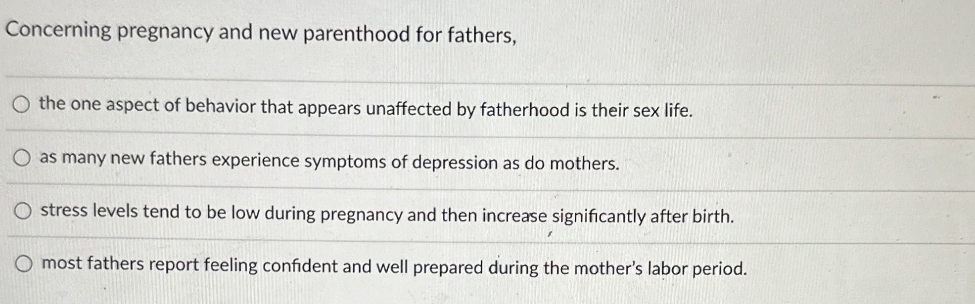 Solved Concerning pregnancy and new parenthood for | Chegg.com