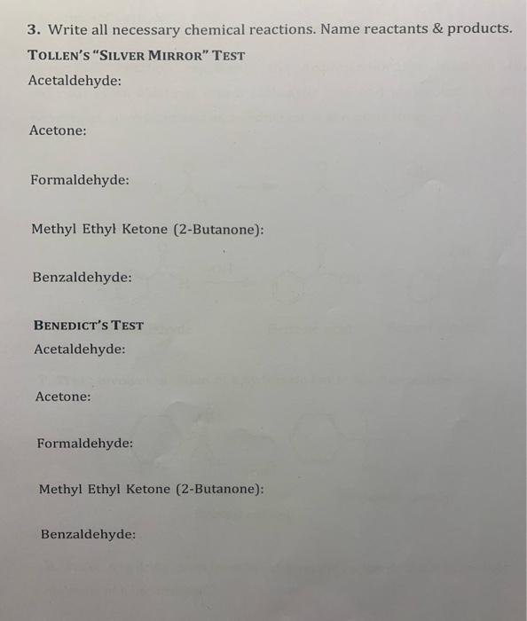 Solved 3. Write all necessary chemical reactions. Name | Chegg.com