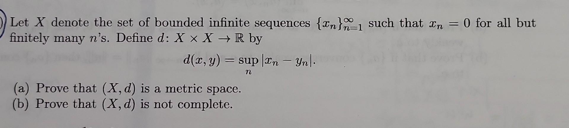 Solved Let X denote the set of bounded infinite sequences | Chegg.com