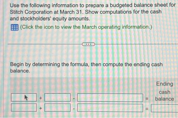 Solved Use the following information to prepare a budgeted | Chegg.com