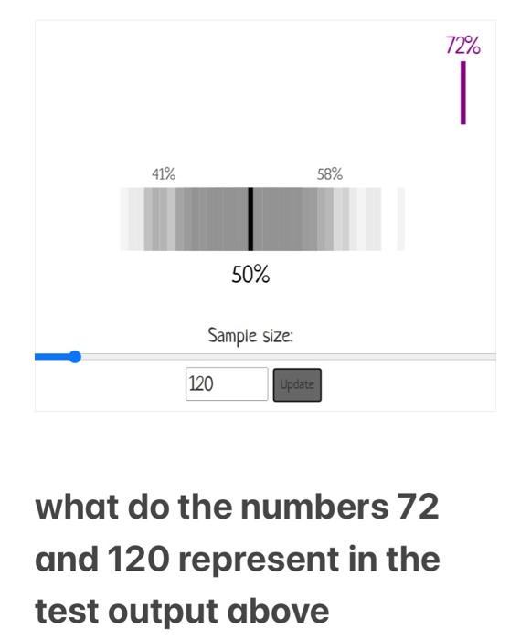 Solved what do the numbers 72 and 120 represent in the test | Chegg.com