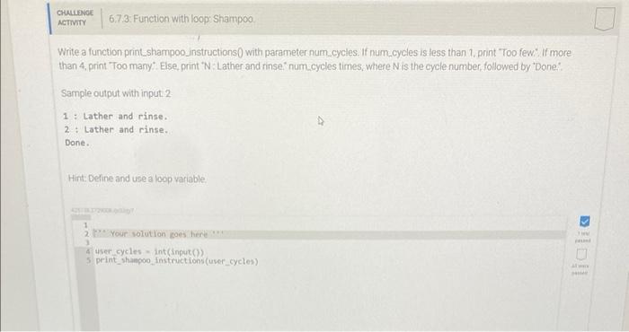 Solved Write a function print_shampoo instructions0 with | Chegg.com