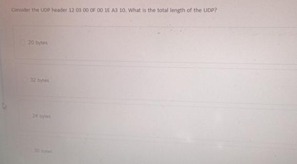 Solved Conodict the UDP header 120300 ﻿of 00 ﻿IE A3 10. | Chegg.com