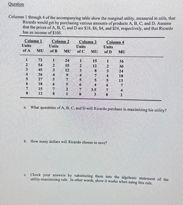 Solved Columns 1 through 4 of the accompanying table show | Chegg.com