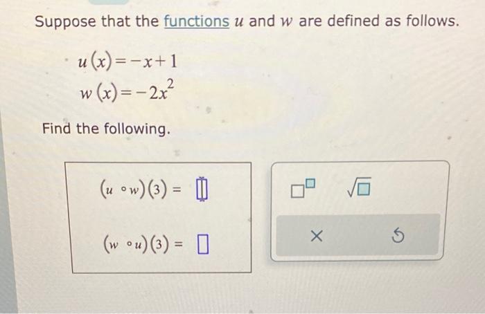 Solved Suppose that the functions u and w are defined as | Chegg.com