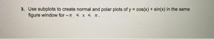Solved 3 Use Subplots To Create Normal And Polar Plots Of Y
