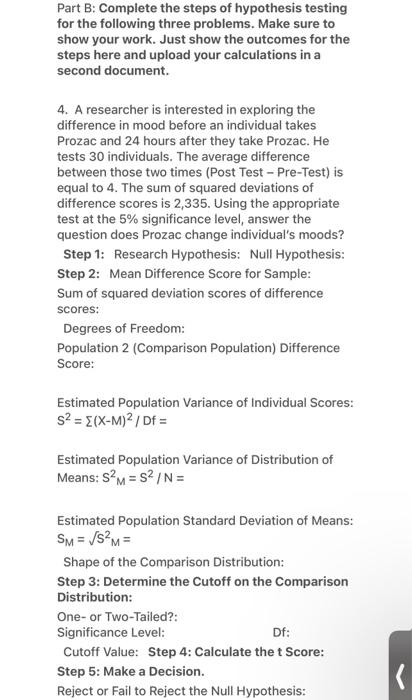 Part B: Complete the steps of hypothesis testing for | Chegg.com Part B: Complete the steps of hypothesis testing for | Chegg.com