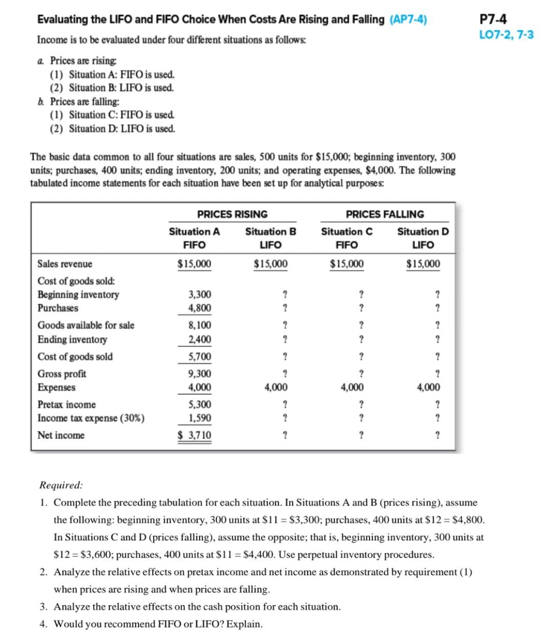 Solved Evaluating the LIFO and FIFO Choice When Costs Are | Chegg.com
