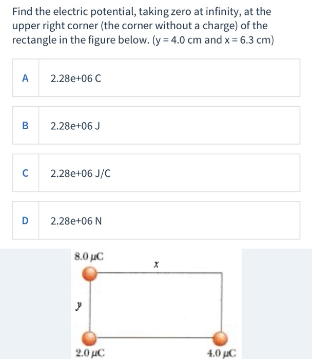 Solved Find the electric potential, taking zero at infinity, | Chegg.com