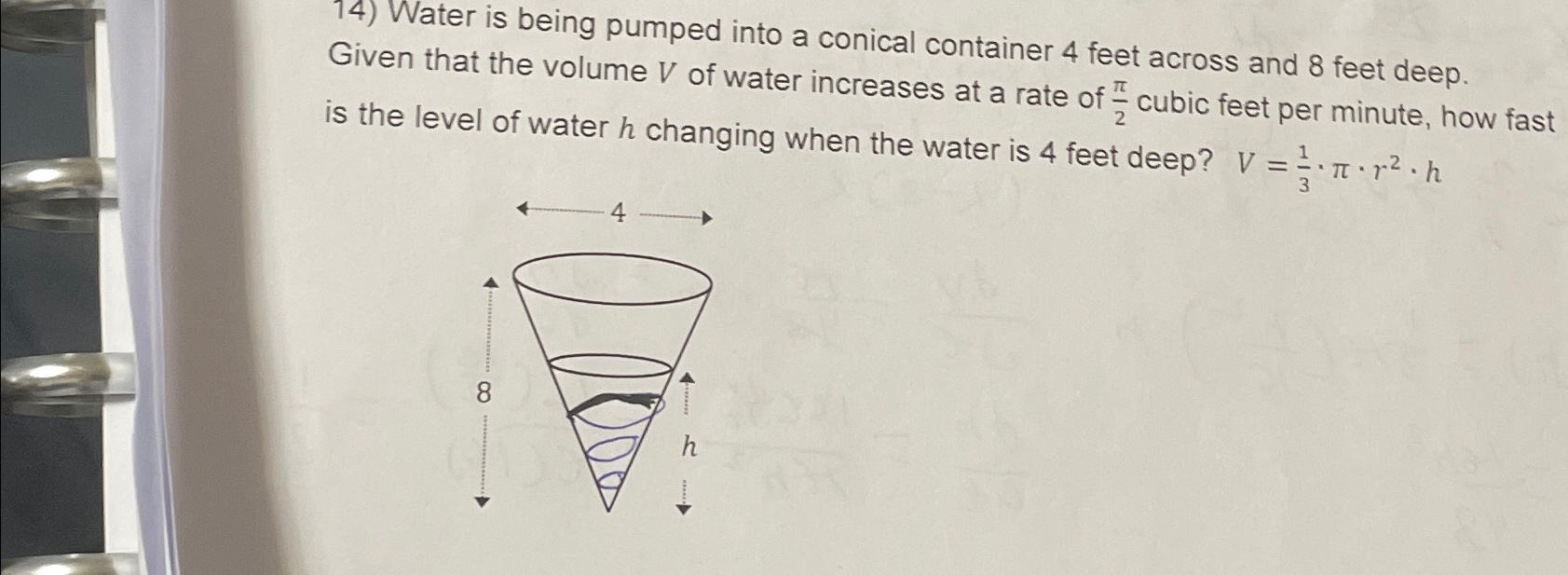 Solved Water is being pumped into a conical container 4 | Chegg.com