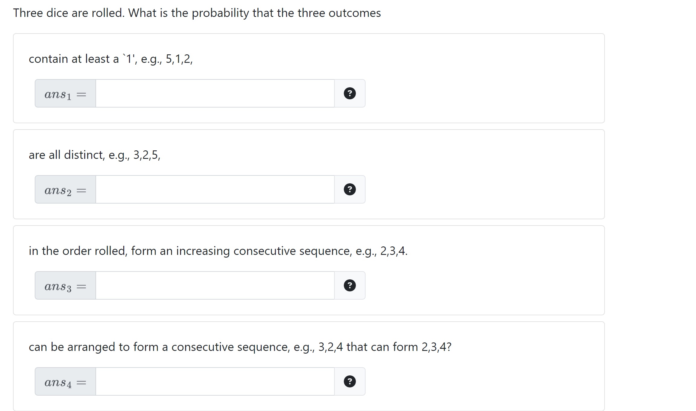 Solved Three dice are rolled. What is the probability that | Chegg.com