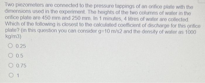 Solved Two piezometers are connected to the pressure | Chegg.com