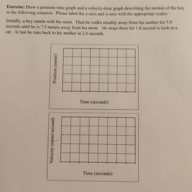 Solved Exercise: Draw a position-time graph and a | Chegg.com