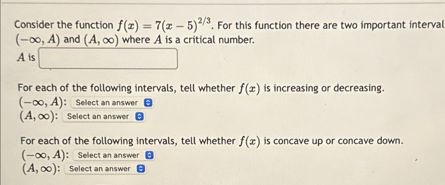 Solved Consider the function f(x)=7(x-5)23. ﻿For this | Chegg.com