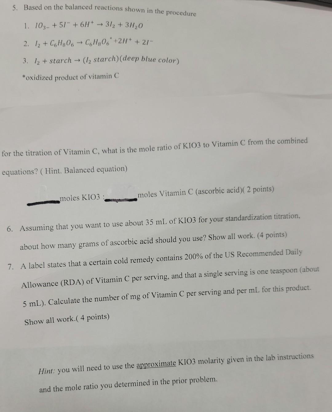 Solved 5. Based on the balanced reactions shown in the | Chegg.com