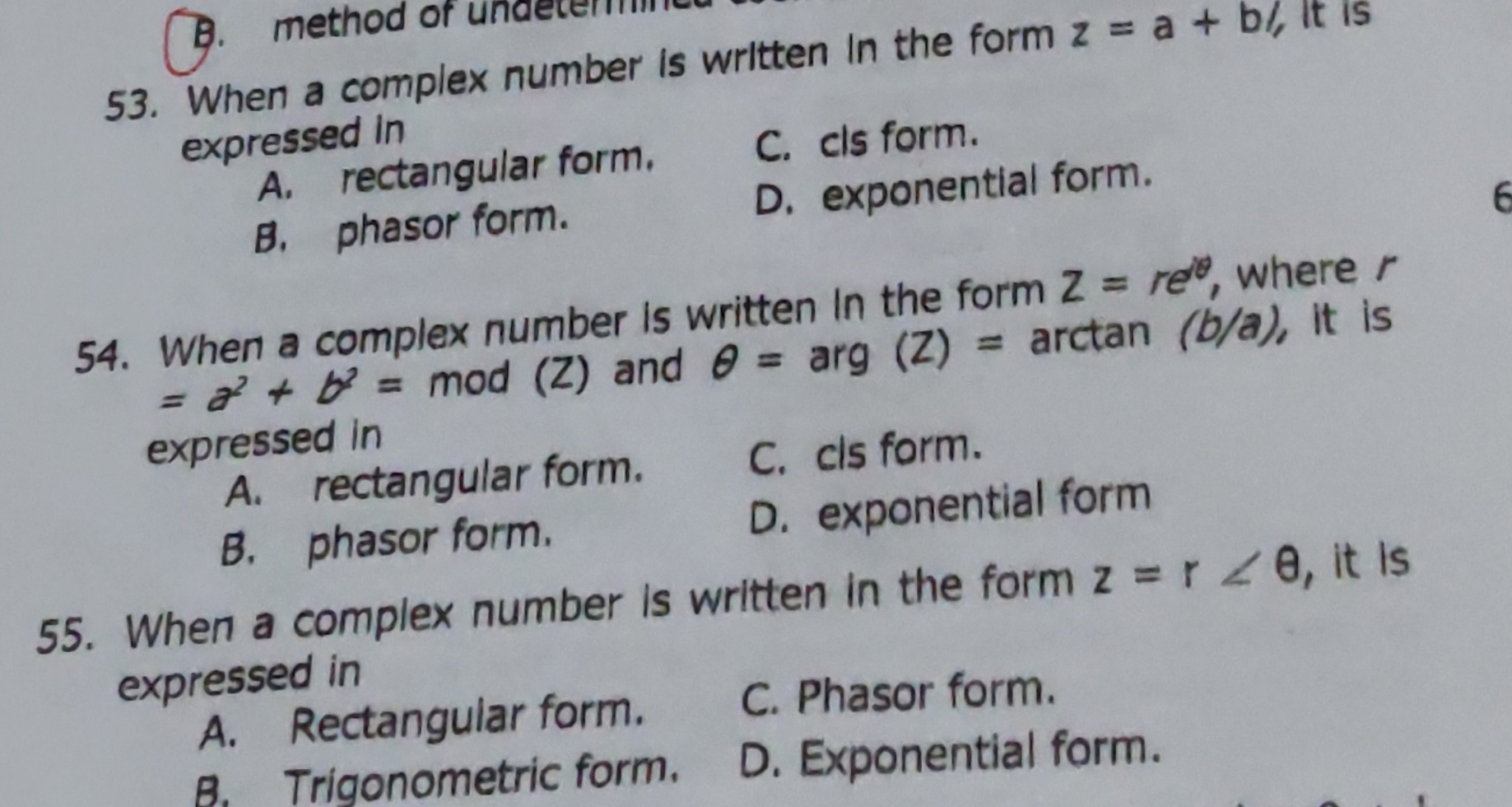 Solved When a complex number is written in the form z=a+b?, | Chegg.com