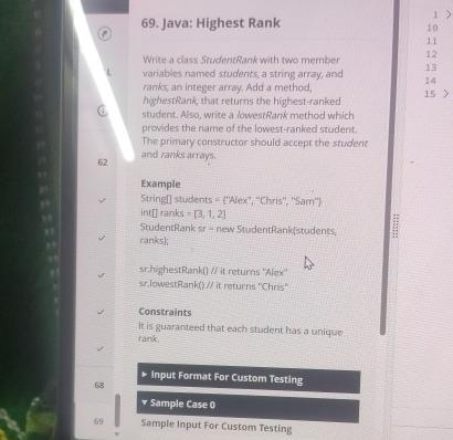 Solved Java: Highest RankWrite a class StuderitRank with two | Chegg.com