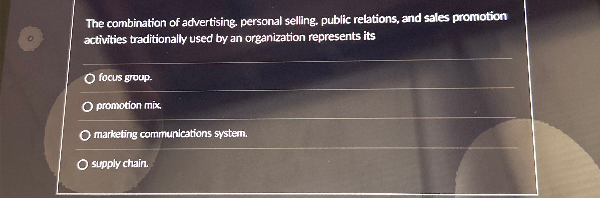 Solved The combination of advertising, personal selling, | Chegg.com