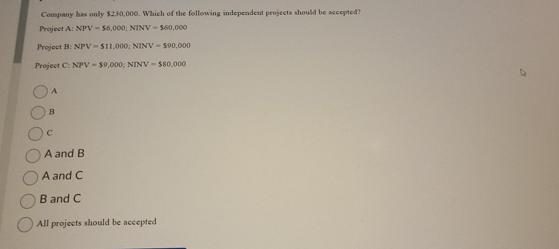 Solved Company has only $230,000. Which of the following | Chegg.com
