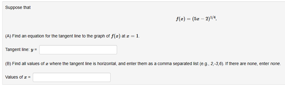 Solved Suppose thatf(x)=(5x-2)14(A) ﻿Find an equation for | Chegg.com