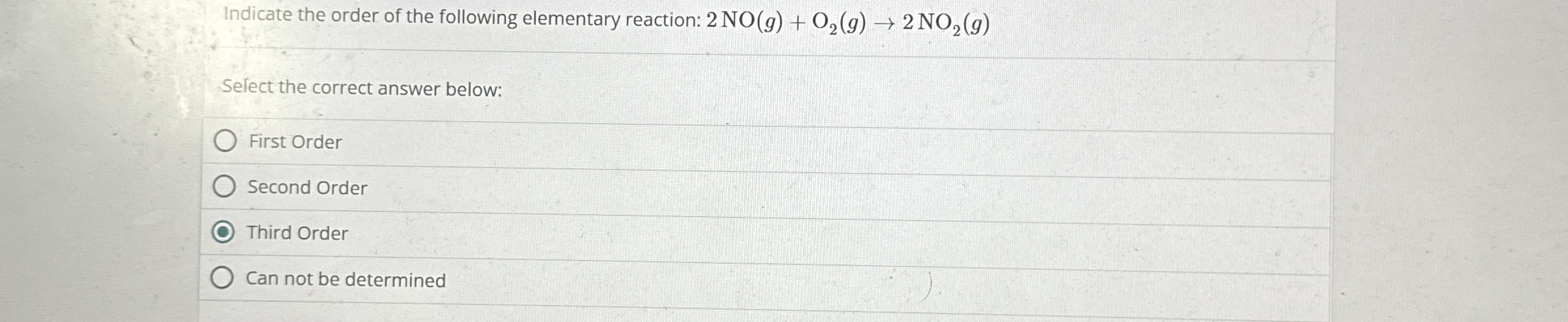Solved Indicate the order of the following elementary | Chegg.com
