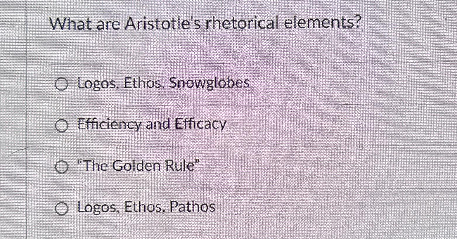 Solved What are Aristotle's rhetorical elements?Logos, | Chegg.com