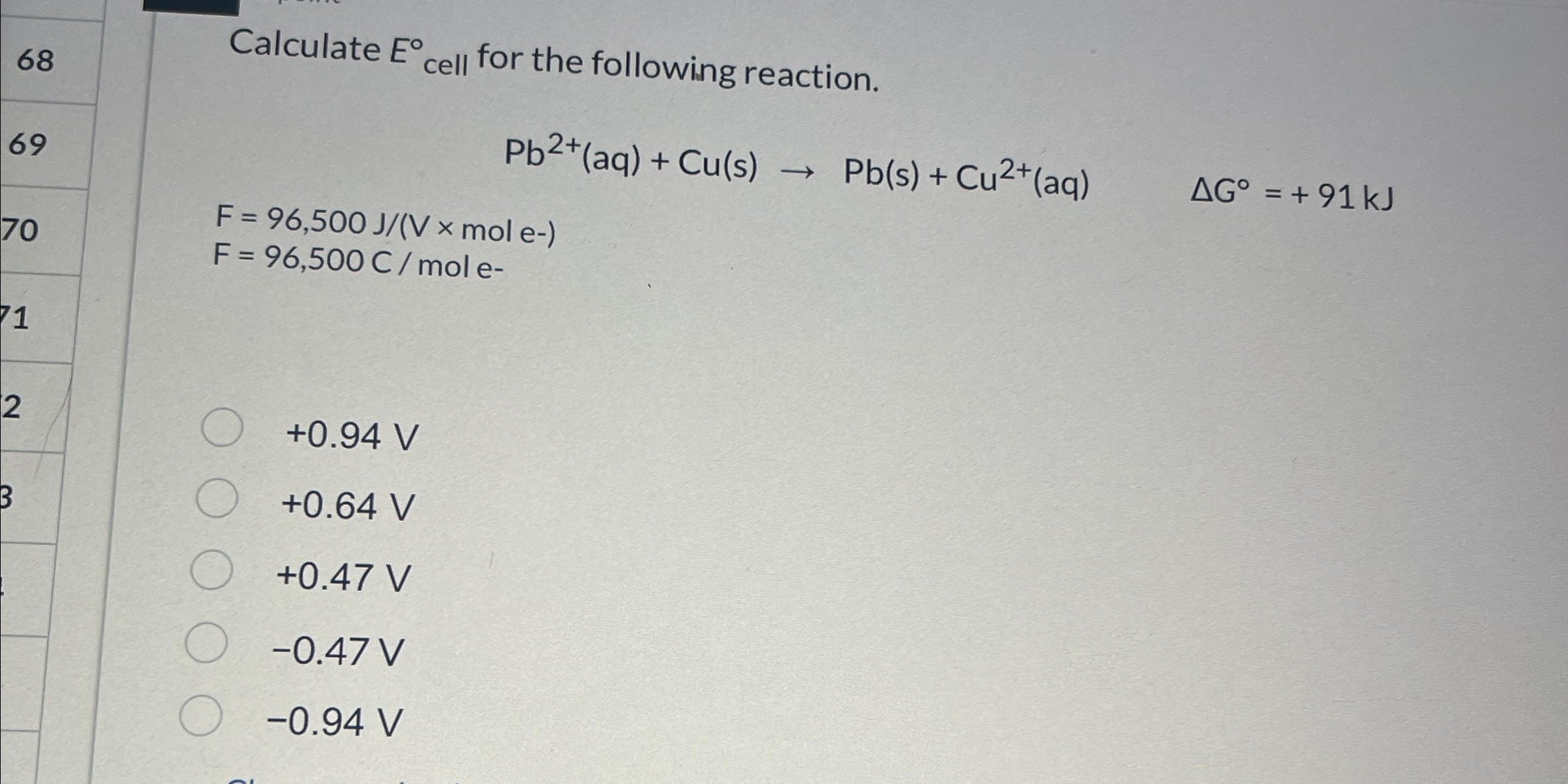 Solved 68Calculate E° ﻿cell for the following | Chegg.com