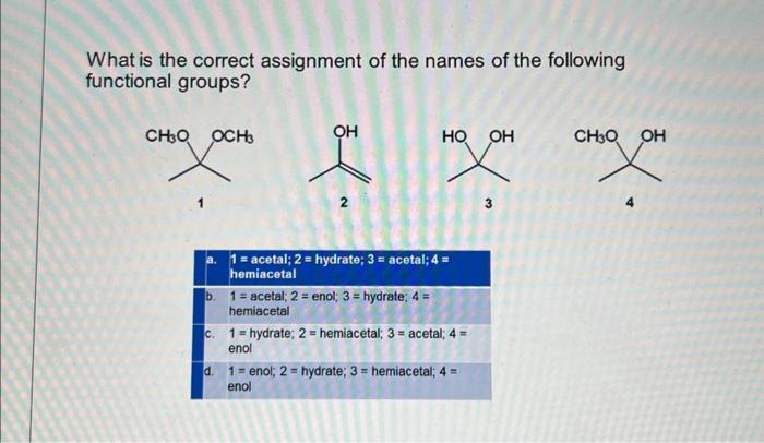 Solved What is the correct assignment of the names of the | Chegg.com