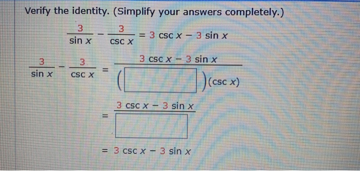 Solved Verify the identity. (Simplify your answers | Chegg.com
