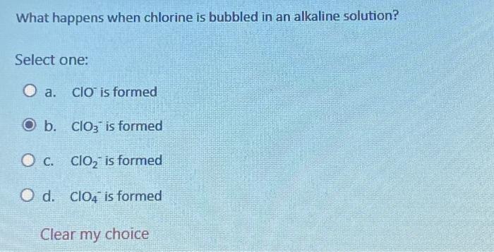Solved What happens when chlorine is bubbled in an alkaline | Chegg.com