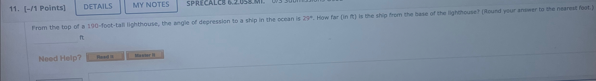 Solved [-/1 ﻿Points]From the top of a 190 -foot-tall | Chegg.com