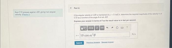 Solved Rod Cd Presses Against Ab Giving It An Angular